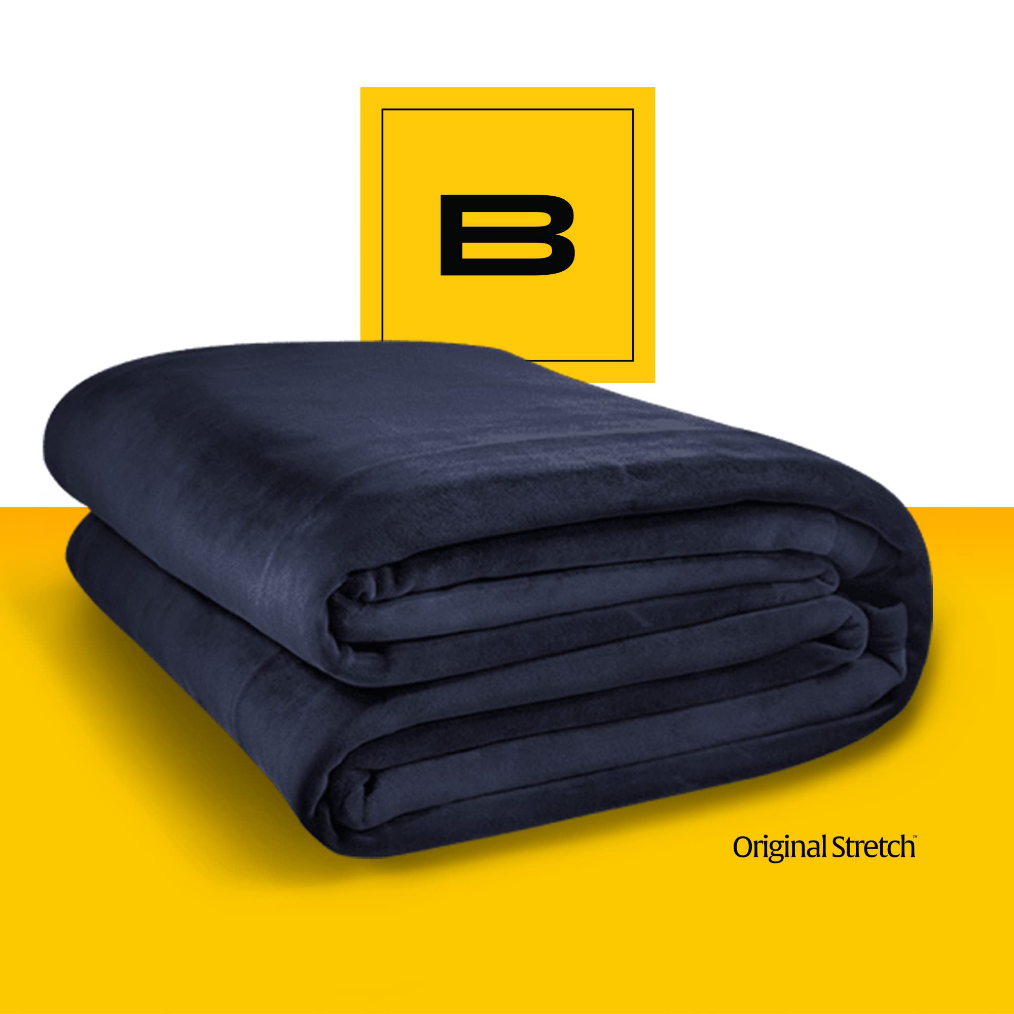 Big Blanket Co® Original Stretch™ Navy | 10 x 10 Extra Large Blanket | 100 Square Feet | Soft, Giant Blanket That Fits The Whole Family | The Best, Biggest Blanket of 2024