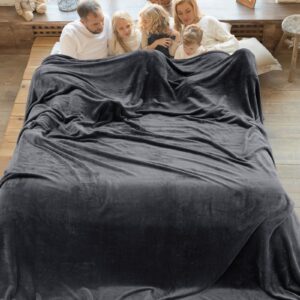 HOMFINE Oversized King Fleece Blanket 120x120 Inches - Ultra Soft Cozy Warm Giant Huge 10'x10' Blanket for Bed, Sofa, Couch, Travel, Camping, Extra Large 350 GSM Flannel Big Throw Blanket, Dark Grey