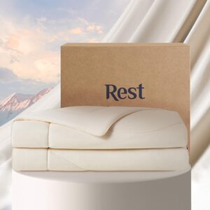 rest® evercool® cooling comforter, good housekeeping award winner for hot sleepers, all-season lightweight blanket to quickly cool down, snow ivory - full/queen 90"x90"