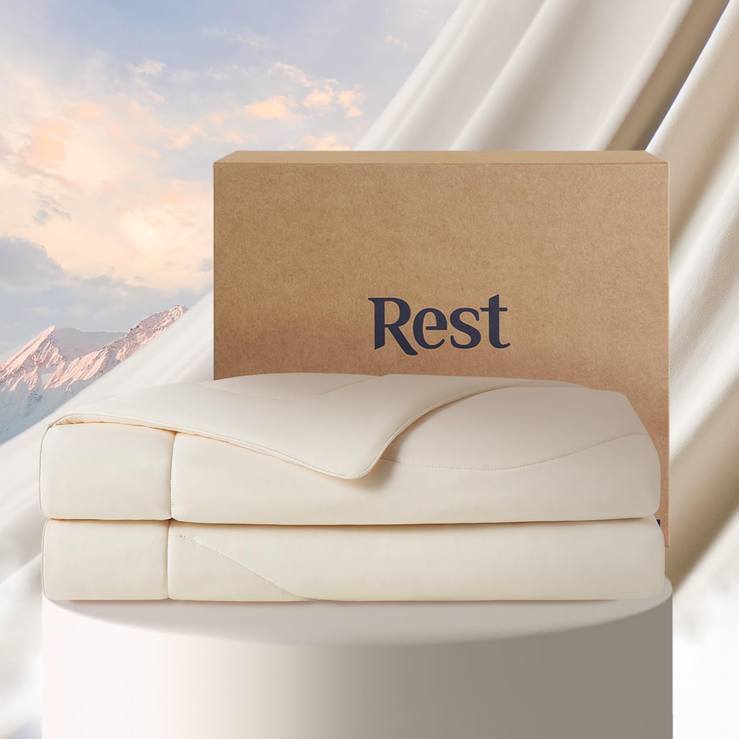 REST® Evercool® Cooling Comforter, Good Housekeeping Award Winner for Hot Sleepers, All-Season Lightweight Blanket to Quickly Cool Down, Snow Ivory - Full/Queen 90"x90"