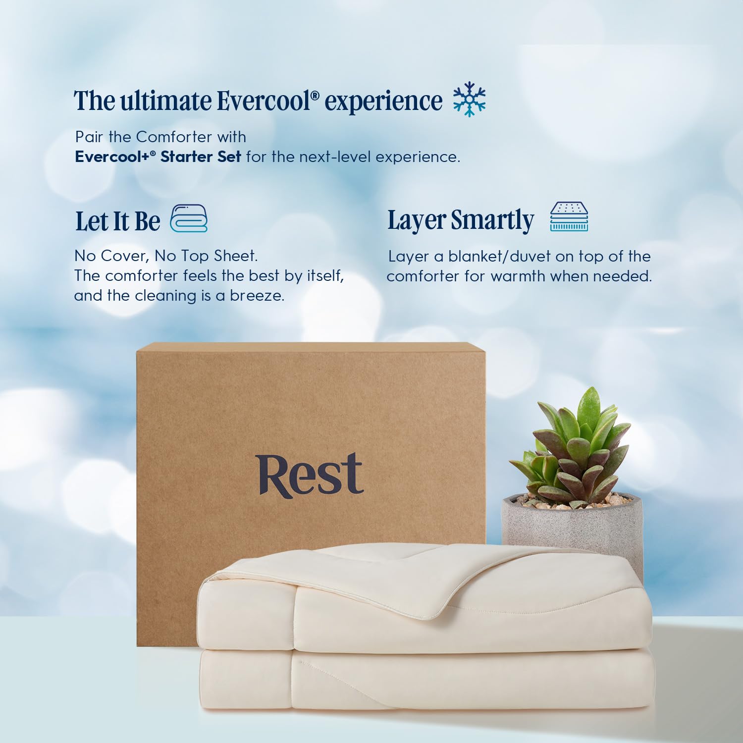 REST® Evercool® Cooling Comforter, Good Housekeeping Award Winner for Hot Sleepers, All-Season Lightweight Blanket to Quickly Cool Down, Snow Ivory - Full/Queen 90"x90"