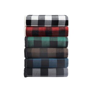 Eddie Bauer - Throw Blanket, Reversible Sherpa Flannel Bedding, Buffalo Plaid Home Decor for All Seasons (Green/Black, Throw)