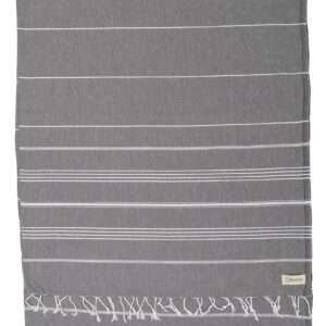 Bersuse 100% Cotton - Anatolia XL Throw Blanket Turkish Towel - 61 x 82 Inches, Anthracite