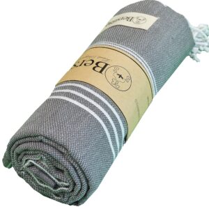 Bersuse 100% Cotton - Anatolia XL Throw Blanket Turkish Towel - 61 x 82 Inches, Anthracite