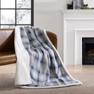 eddie bauer - throw blanket, brushed fleece bedding with sherpa reverse, soft & cozy home decor for bed or couch (nordic midnight, 50" x 70")