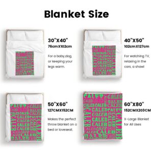 Custom Blanket with Text Personalized Blanket Personalized Customized Blanket Personalized Blankets for Adults,Kids (Pink &Green, 30x40)