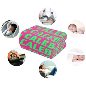 Custom Blanket with Text Personalized Blanket Personalized Customized Blanket Personalized Blankets for Adults,Kids (Pink &Green, 30x40)