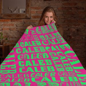 Custom Blanket with Text Personalized Blanket Personalized Customized Blanket Personalized Blankets for Adults,Kids (Pink &Green, 30x40)