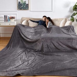 kaisa big blanket 120” x 120" oversized huge blanket 10' x 10' large blanket throw soft smooth cozy plush fluffy flannel blanket, outdoor blanket and giant picnic blanket, gray