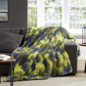 jillche bed fluffy blanket w/camo fur, ultra soft throw blanket for kids & teen, warm fuzzy blankets and throws for bed, stylish tie dye faux fur blanket as gift for boys, fall blanket 50 x 60 inches