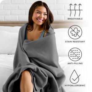 Bare Home Polar Fleece Blanket - Full/Queen Blanket - Grey - Warm & Cozy - Premium Fleece Blanket - Blanket for Bed, Sofa, Camping, Travel and Cold Nights - Lightweight Blanket (Full/Queen, Grey)