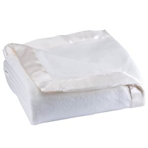 oakridge satin fleece blanket, full/queen, twin or king size – 100% polyester lightweight fabric and cozy satin binding edges in tightly folding travel blanket, white