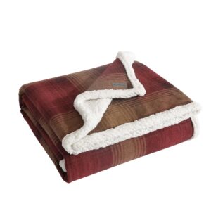 Eddie Bauer - Throw Blanket, Brushed Fleece Bedding with Sherpa Reverse, Soft & Cozy Home Decor for Bed or Couch (Nordic Raisin, 50" x 70")