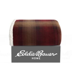 Eddie Bauer - Throw Blanket, Brushed Fleece Bedding with Sherpa Reverse, Soft & Cozy Home Decor for Bed or Couch (Nordic Raisin, 50" x 70")