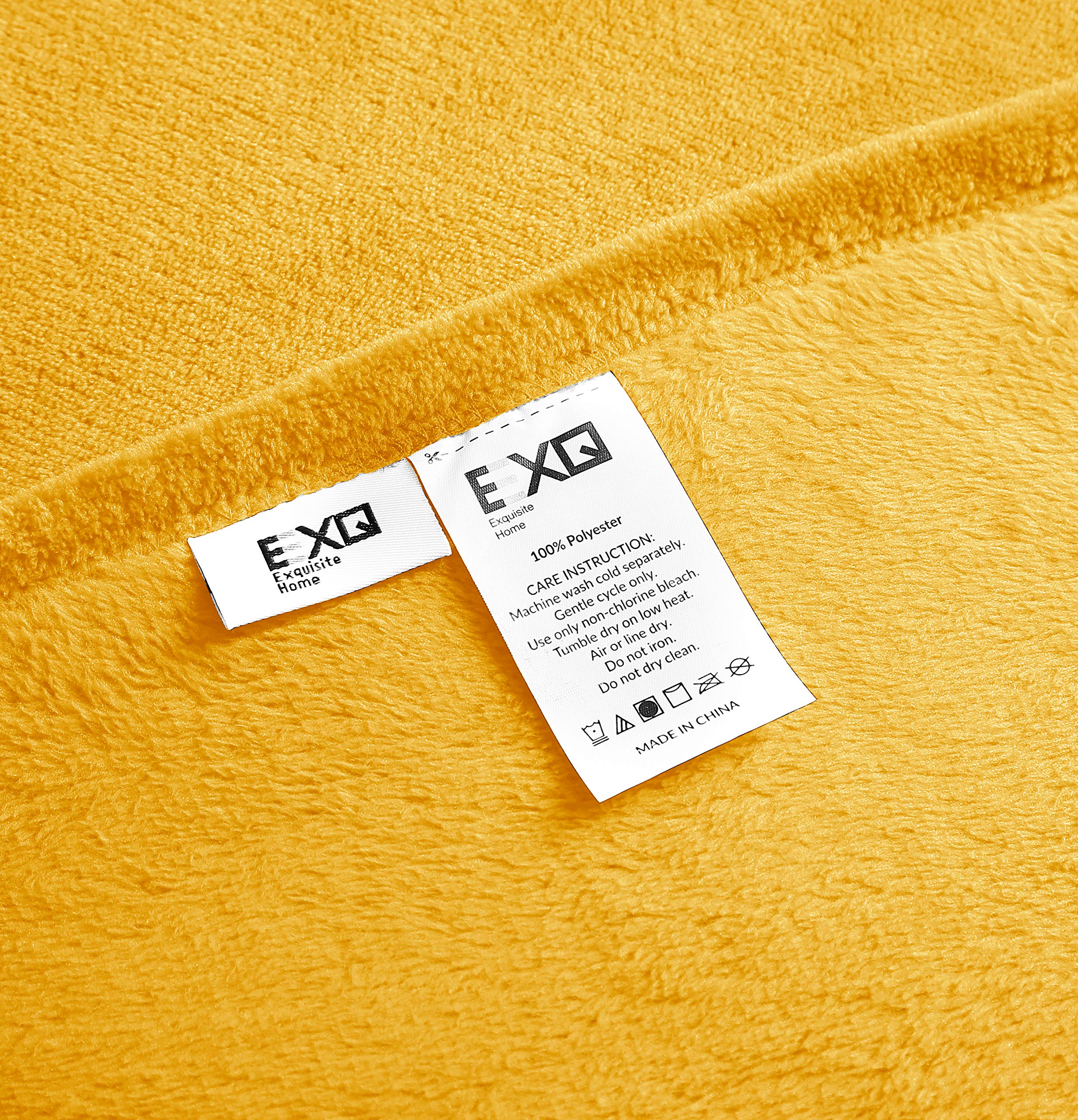 EXQ Home Fleece Blanket Twin Size Yellow Throw Blanket for Couch or Bed - Microfiber Fuzzy Flannel Blanket for Adults