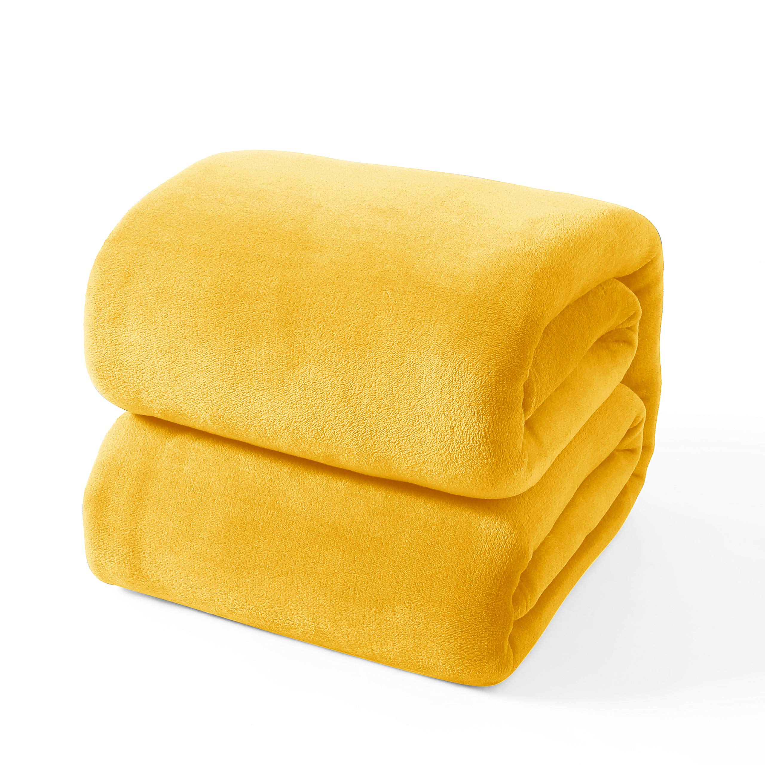 EXQ Home Fleece Blanket Twin Size Yellow Throw Blanket for Couch or Bed - Microfiber Fuzzy Flannel Blanket for Adults