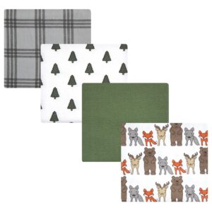 hudson baby unisex baby cotton flannel receiving blankets, wild forest, one size