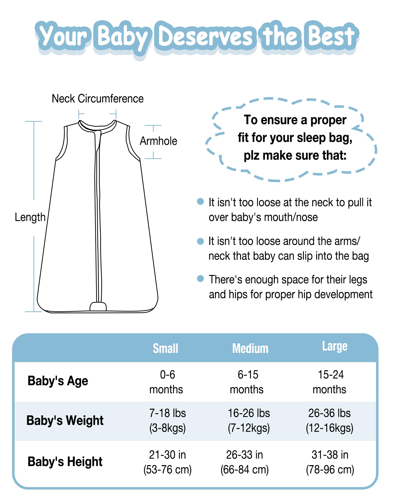 TOTBASIC Baby Sleep Sack 2-Pack, Light & Soft Unisex-Baby Wearable Blanket, 2-Way Safe Zippers Sleepsack for Babies 0-3-6-12-18-24 Months 0.5 TOG