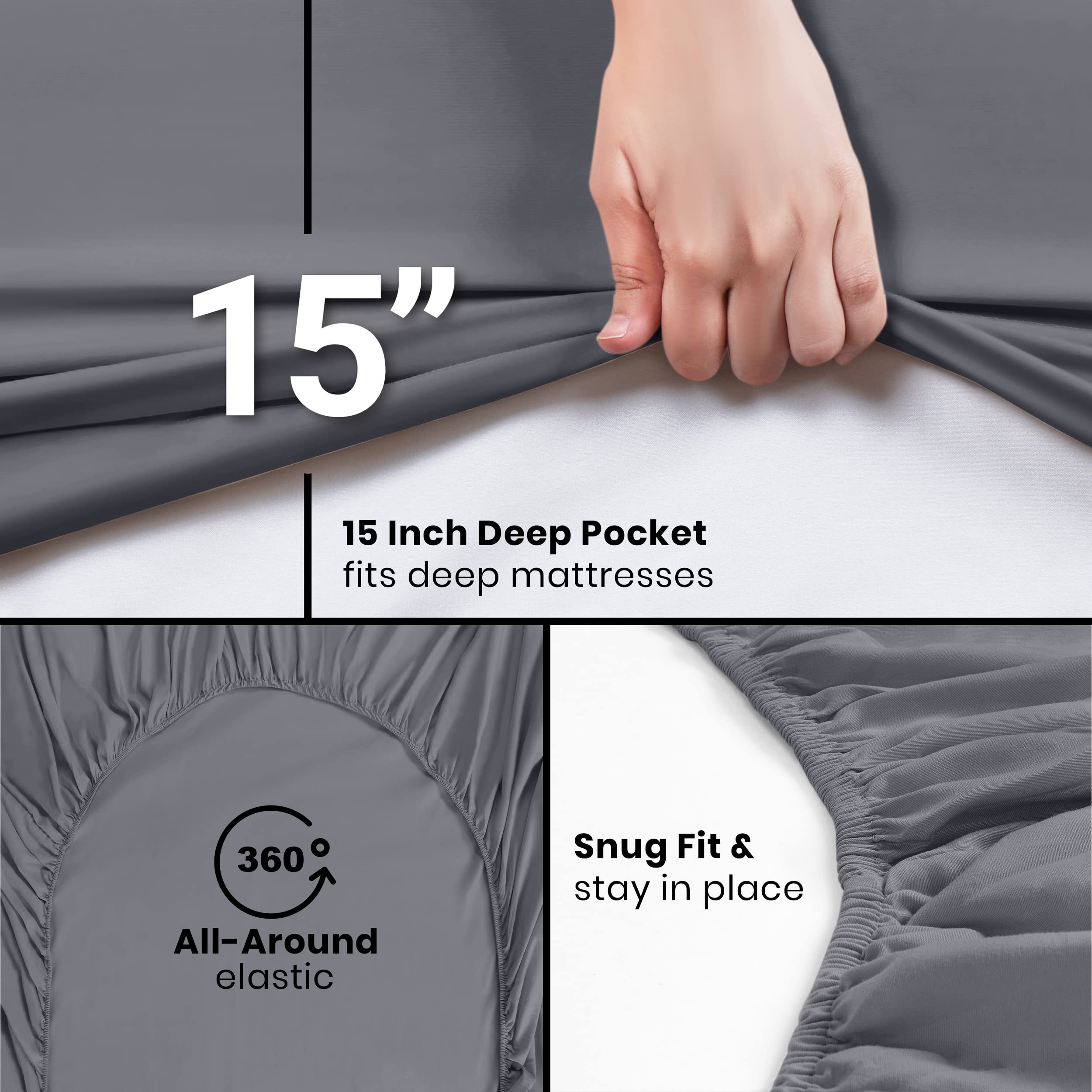 Utopia Bedding Full Fitted Sheet - Bottom Sheet - Deep Pocket - Soft Microfiber - Shrinkage and Fade Resistant - Easy Care -1 Fitted Sheet Only (Grey)