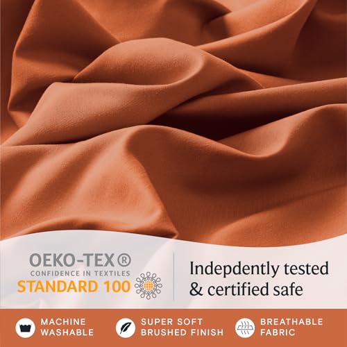 LuxClub 6 PC Full Sheet Set, Breathable Luxury Bed Sheets, Deep Pockets 18" Eco Friendly Wrinkle Free Cooling Bed Sheets Machine Washable Hotel Bedding Silky Soft - Autumn Orange Full