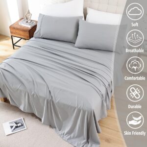 Full Sheet Set - 4 Piece Soft Breathable Bed Sheets for Full Size Bed, Extra Deep Pocket Lxuury Brushed Sheets, Cooling Hotel Bedding Sheets and Pillowcases, Wrinkle Free Oeko-Tex Sheets