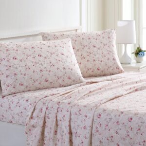 modern threads silky soft microfiber and wrinkle free sheets - luxurious microfiber bed sheets includes flat sheet, fitted sheet with deep pockets, & pillowcases kashmir rose, full