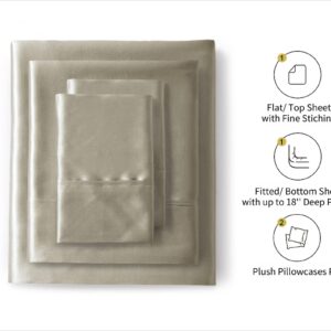 Lanest Housing Silk Satin Sheets, 4-Piece Full Size Satin Bed Sheet Set with Deep Pockets, Cooling Soft and Hypoallergenic Satin Sheets Full - Taupe