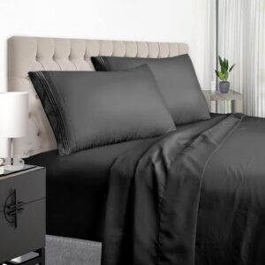 easehome full size sheets - extra soft full sheets with 18-inch deep pocket, premium bedding collection - extra soft breathable wrinkle fade stain resistant hypoallergenic - 4 piece (full, black)