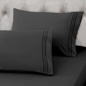 EaseHome Full Size Sheets - Extra Soft Full Sheets with 18-inch Deep Pocket, Premium Bedding Collection - Extra Soft Breathable Wrinkle Fade Stain Resistant Hypoallergenic - 4 Piece (Full, Black)