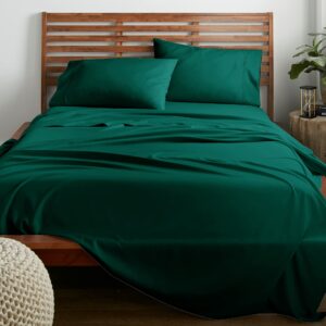 american home collection full sheet set - 4 pieces extra soft bedding sheets & pillowcases set - breathable, wrinkle, fade, and stain resistant - deep pockets - easy fit - dark green soft bed sheets