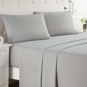 nestl full size sheet sets - 4 piece full size sheets, deep pocket, hotel luxury, extra soft, breathable and cooling, light grey bed sheets for full size mattress