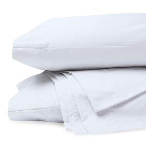 purity home organic 100% cotton snow full size bed sheets, percale weave cotton sheet set for full size bed, crisp, cooling & breathable bed sheets, fits mattress upto 16" deep pocket - white