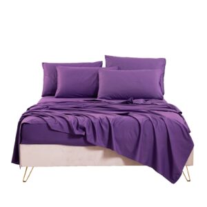 bedlifes full size sheet sets- cooling sheets-ultra soft-silky-breathable-deep pocket- 1800 series bedding set microfiber- purple bed sheets full size 4 pieces