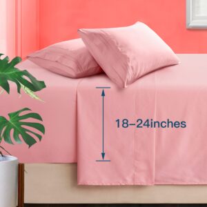 manyshofu extra deep pocket full size sheets set - hotel luxury 1800 thread count sheets & pillowcases - kids bedding set up to 24" mattress - blush pink bed sheets 18-24 inch deep pockets - 4 piece