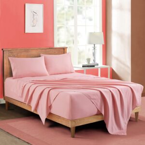 Manyshofu Extra Deep Pocket Full Size Sheets Set - Hotel Luxury 1800 Thread Count Sheets & Pillowcases - Kids Bedding Set up to 24" Mattress - Blush Pink Bed Sheets 18-24 Inch Deep Pockets - 4 Piece