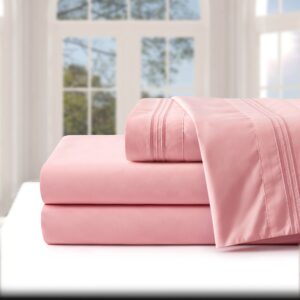 Manyshofu Extra Deep Pocket Full Size Sheets Set - Hotel Luxury 1800 Thread Count Sheets & Pillowcases - Kids Bedding Set up to 24" Mattress - Blush Pink Bed Sheets 18-24 Inch Deep Pockets - 4 Piece