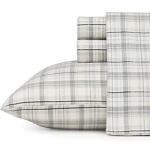 eddie bauer - full sheets, cotton flannel bedding set, brushed for extra softness, cozy home decor (beacon hill ivory)