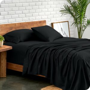 bare home full sheet set - luxury 1800 ultra-soft microfiber full bed sheets - double brushed - deep pockets - easy fit - 4 piece set - bedding sheets & pillowcases (full, black)