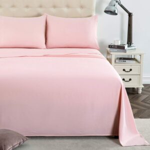 Lanest Housing Full Size Sheets,2400 Thread Count Soft Deep Pocket Microfiber Sheets, 4 Pieces Pink Bedding Sheets & Pillowcases