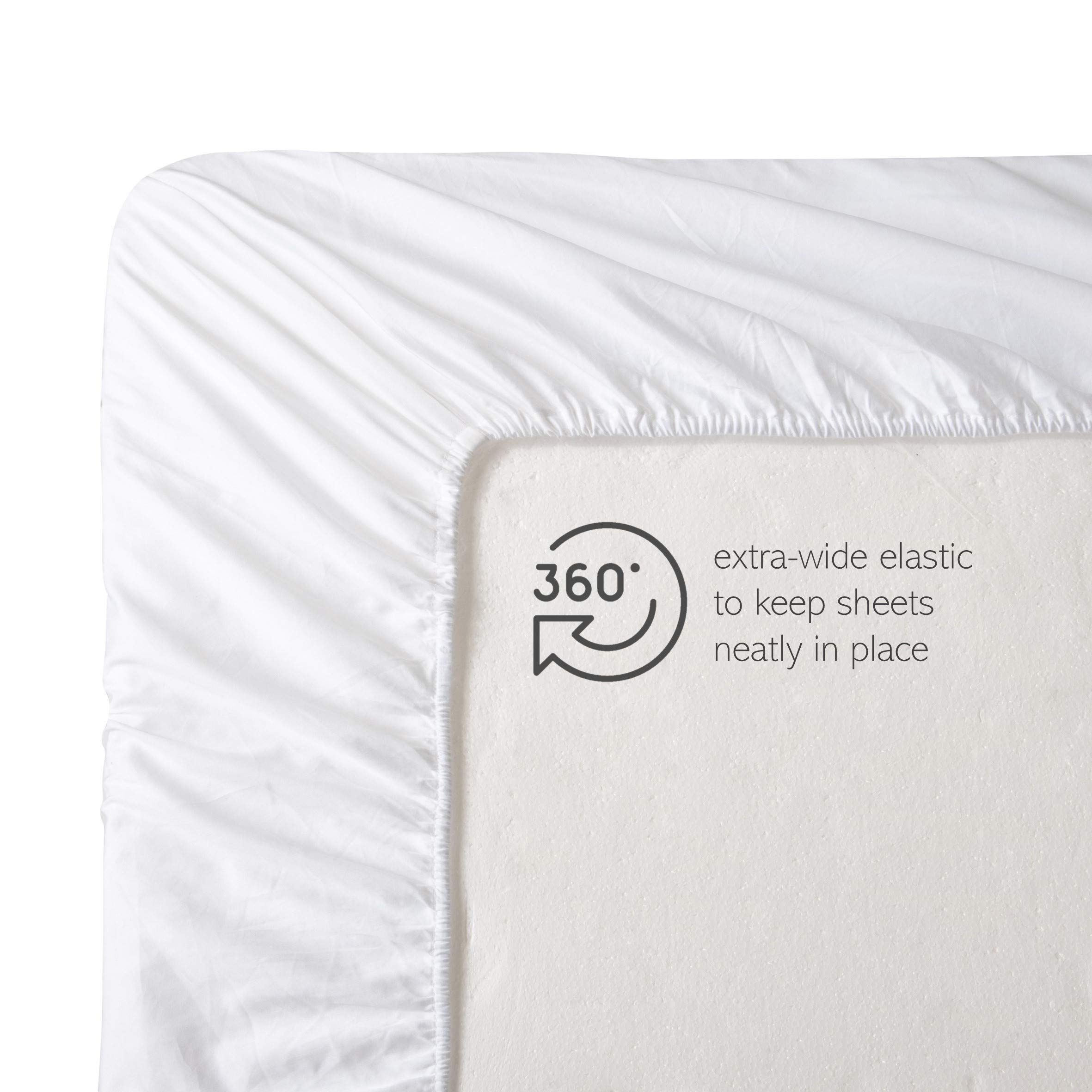 allecalm 100% Cotton Sheets set Full Size, Breathable, Soft 17 inch Deep Pocket, 4 Pcs Set, Fitted Sheet, Easy Fit, Hotel Luxury Bed Sheets for All Season for Dorm Room, Bed Room, White