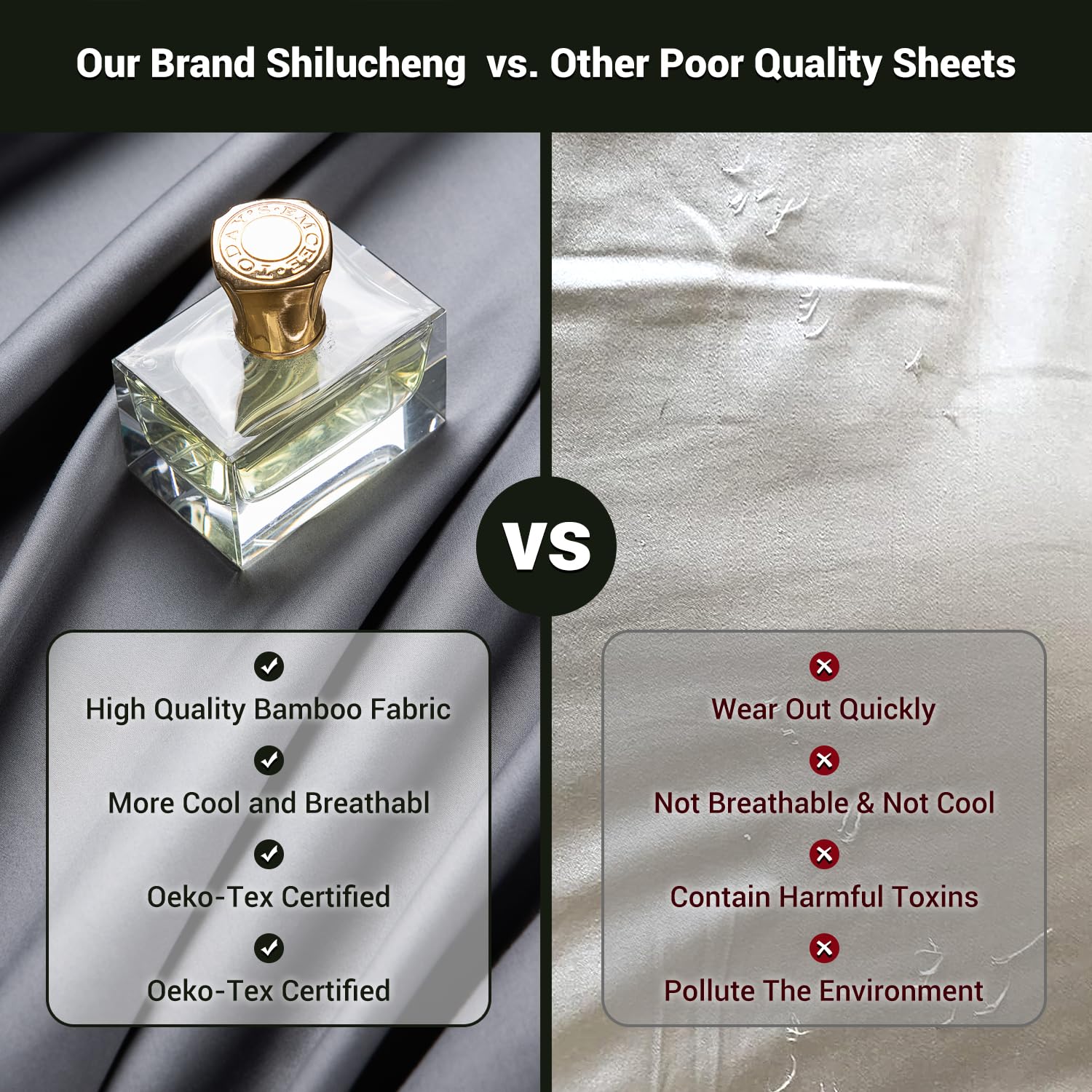 Shilucheng 4-Piece Full Size Sheets Set，Rayon Derived from Bamboo_，Cooling & Breathable Bed Sheets, Silky Bedding Sheets & Pillowcases, 16 Inch Deep Pockets (Full,Dark Grey)