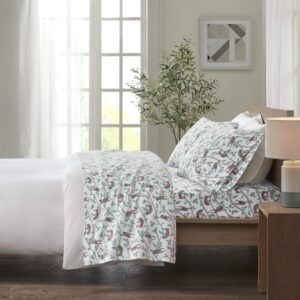 sleep philosophy true north cozy flannel warm 100% cotton sheet - novelty print animals stars cute ultra soft cold weather bedding set, full, multi sloth 4 piece