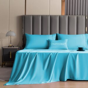 whitney home textile full size sheet set - rayon derived from bamboo, luxury cooling bed sheets, 16" extra deep pocket, soft & breathable hotel bedding sheets and pillowcases sets