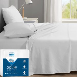 degrees of comfort coolmax cooling sheets set for full size bed, moisture wicking for night sweats best comfort, cool sheets for hot sleepers during warm weather with deep pocket, white-4pc