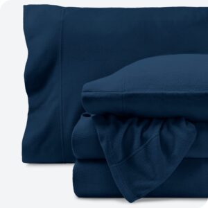 bare home super soft fleece sheet set - full size - extra plush polar fleece, no-pilling bed sheets - all season cozy warmth (full, dark blue)