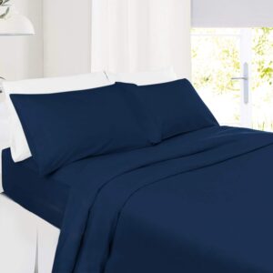 full size sheets – 4 piece full navy blue bed sheet set - hotel bed sheets - soft microfiber sheets - easy fit 8" to 14" deep pocket fitted sheets - 4 pc sheets full sheets - navy dark blue