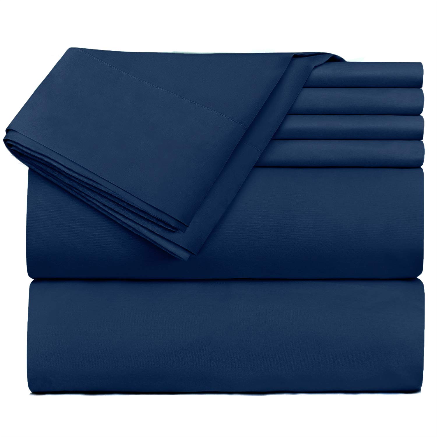 Full Size Sheets – 4 Piece Full Navy Blue Bed Sheet Set - Hotel Bed Sheets - Soft Microfiber Sheets - Easy Fit 8" to 14" Deep Pocket Fitted Sheets - 4 PC Sheets Full Sheets - Navy Dark Blue