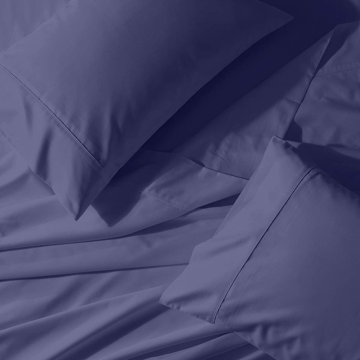 Royal Tradition Solid 300-Thread-Count, 100-Percent Cotton Percale Full Size Bed Sheets Set, Periwinkle