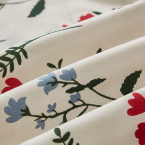 Floral Sheet Set Full Size, Flower Botanical Bedding Sheets with 1 Floral Flat Sheet, 1 Flower Fitted Sheet, 2 Pillowcases, Pastoral Style French Country Bed Sheets