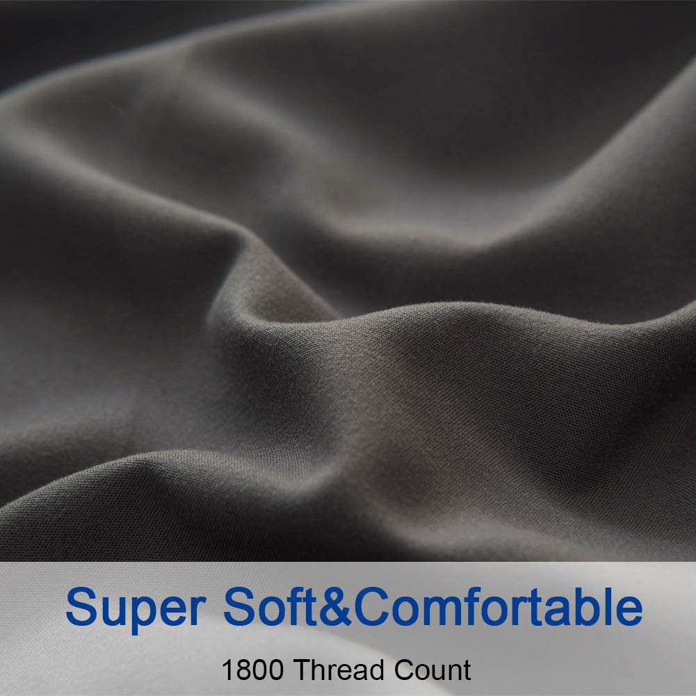 SONORO KATE Bed Sheet Set Super Soft Microfiber 1800 Thread Count Luxury Egyptian Sheets 18-Inch Deep Pocket Wrinkle-4 Piece(Full Dark Grey)